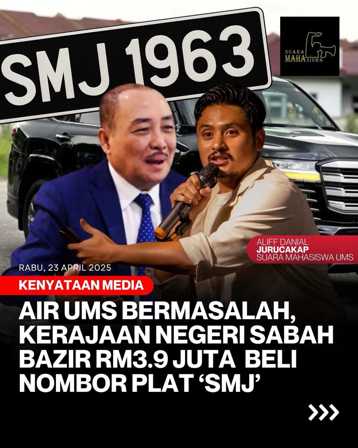 Sabah students blast RM4 million ‘SMJ’ plate spend amid ongoing water ...